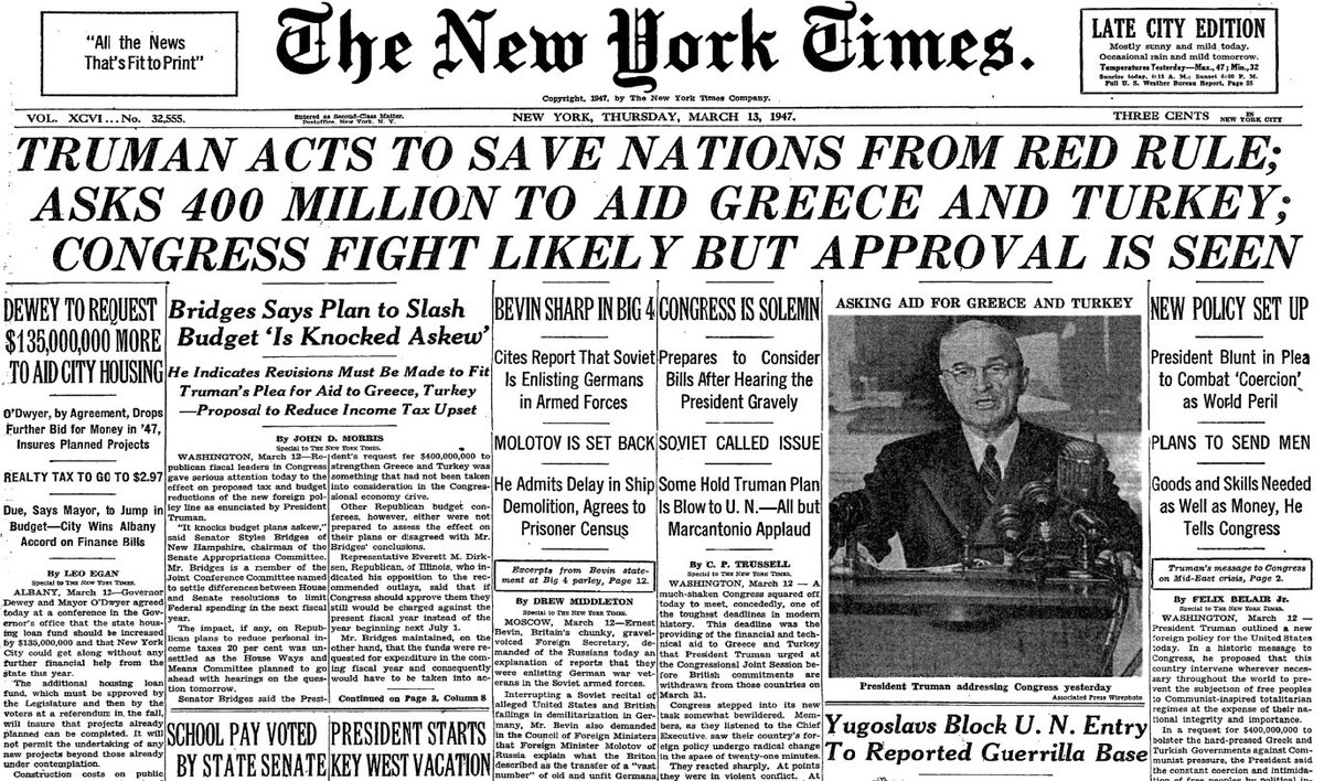 Το Δόγμα Τρούμαν 1947: Αλλαγή σκυτάλης από το βρετανικό στον ...